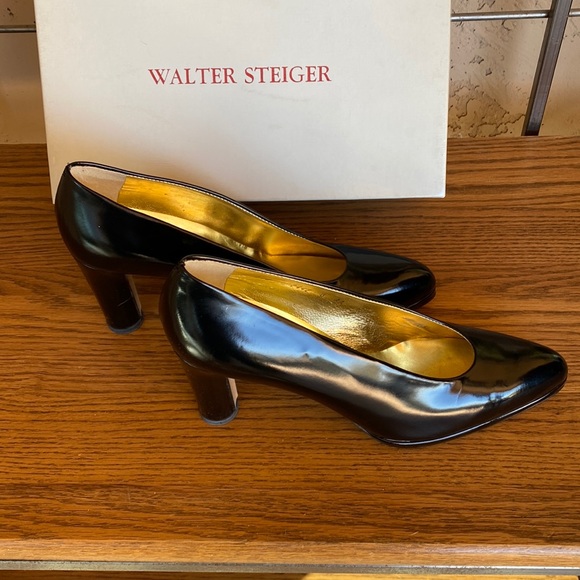 Walter Steiger | Shoes | Walter Steiger Black Pump Wround Heel Size 8aa ...